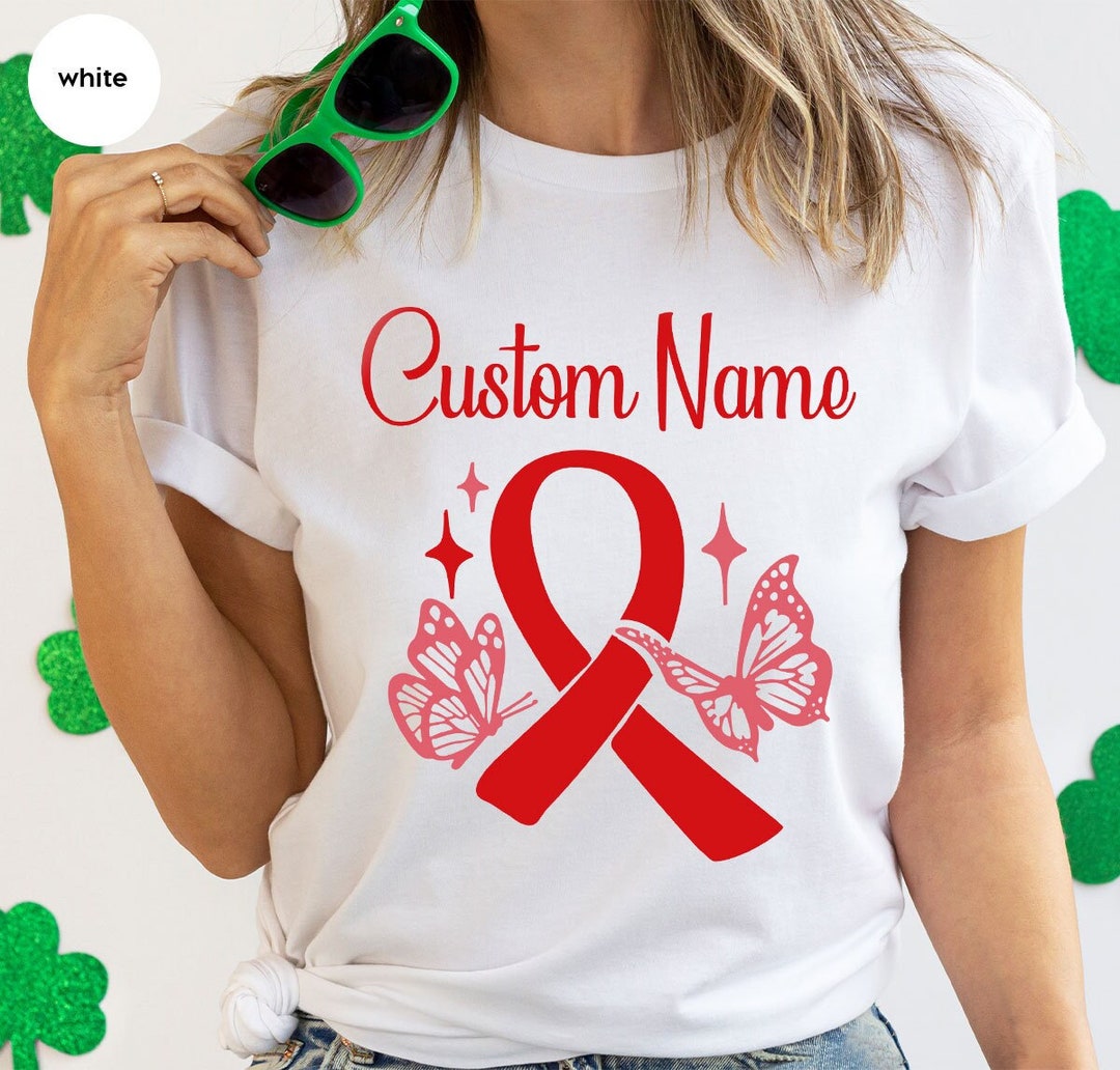 Personalized Red Ribbon Week Shirt, Custom Blood Cancer Shirt ...
