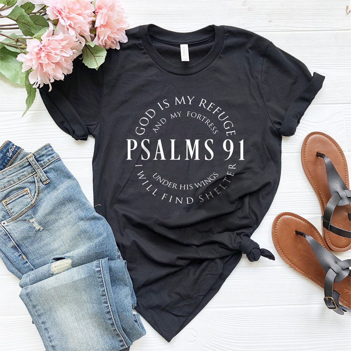 PSALMS 91 T Shirts Bible Shirts. Christian Shirts God Lover | Etsy