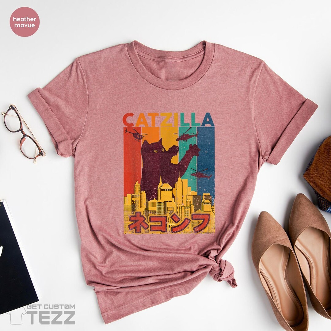 Catzilla T-shirt Vintage Catzilla Black Cat Shirt Funny Cat - Etsy