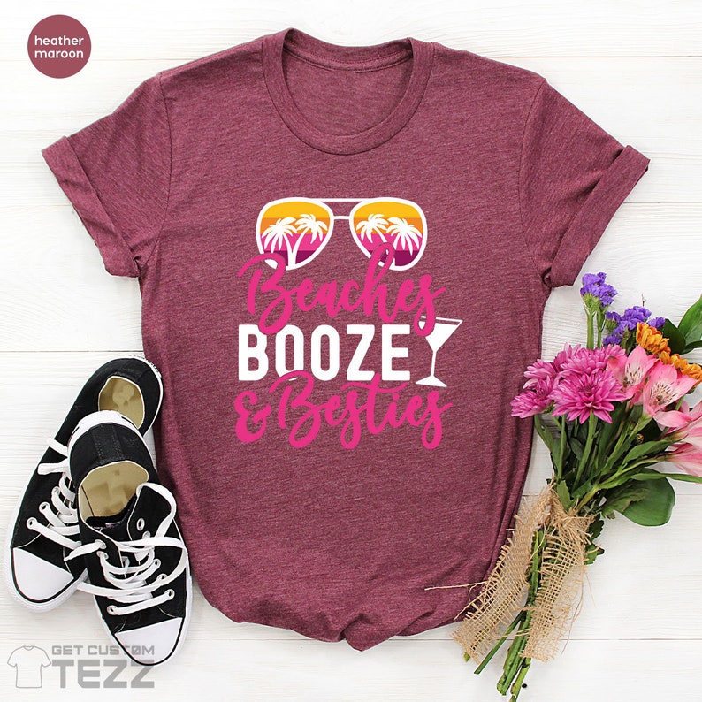 Beaches Booze Besties Girls Vacation Shirt Funny Summer - Etsy