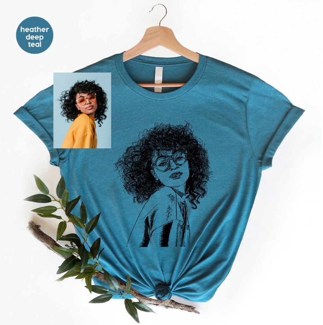 Custom Portrait From Photo T Shirt, Personalized Photo Crewneck ...