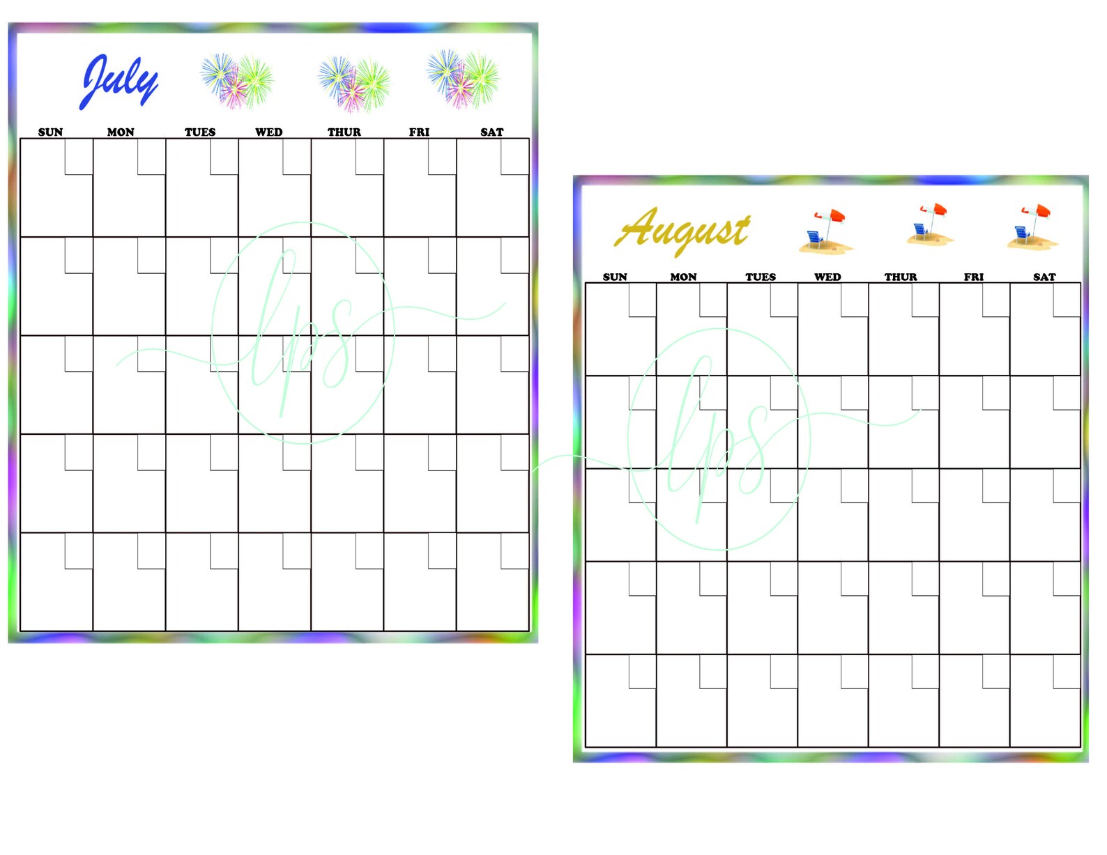 Monthly Undated Calendar, Blank Calendar Pages, Monthly Calendar ...