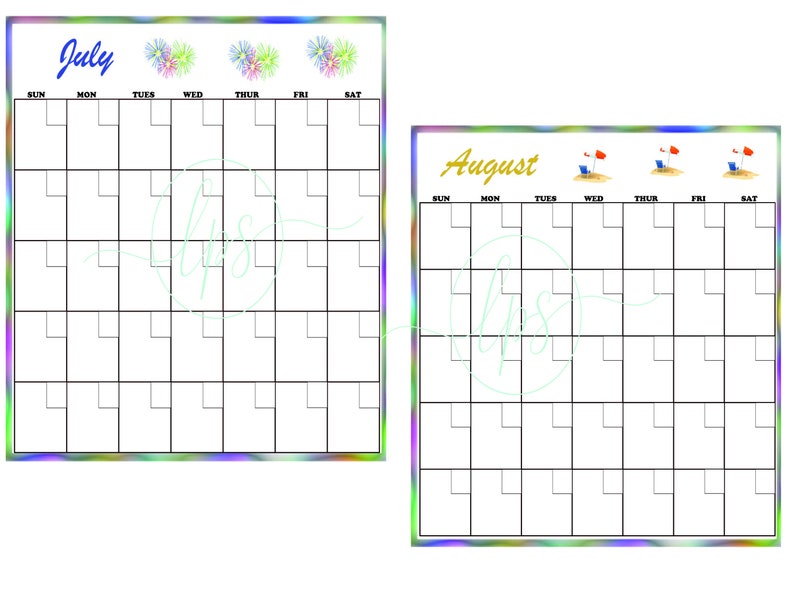 Monthly Undated Calendar, Blank Calendar Pages, Monthly Calendar ...