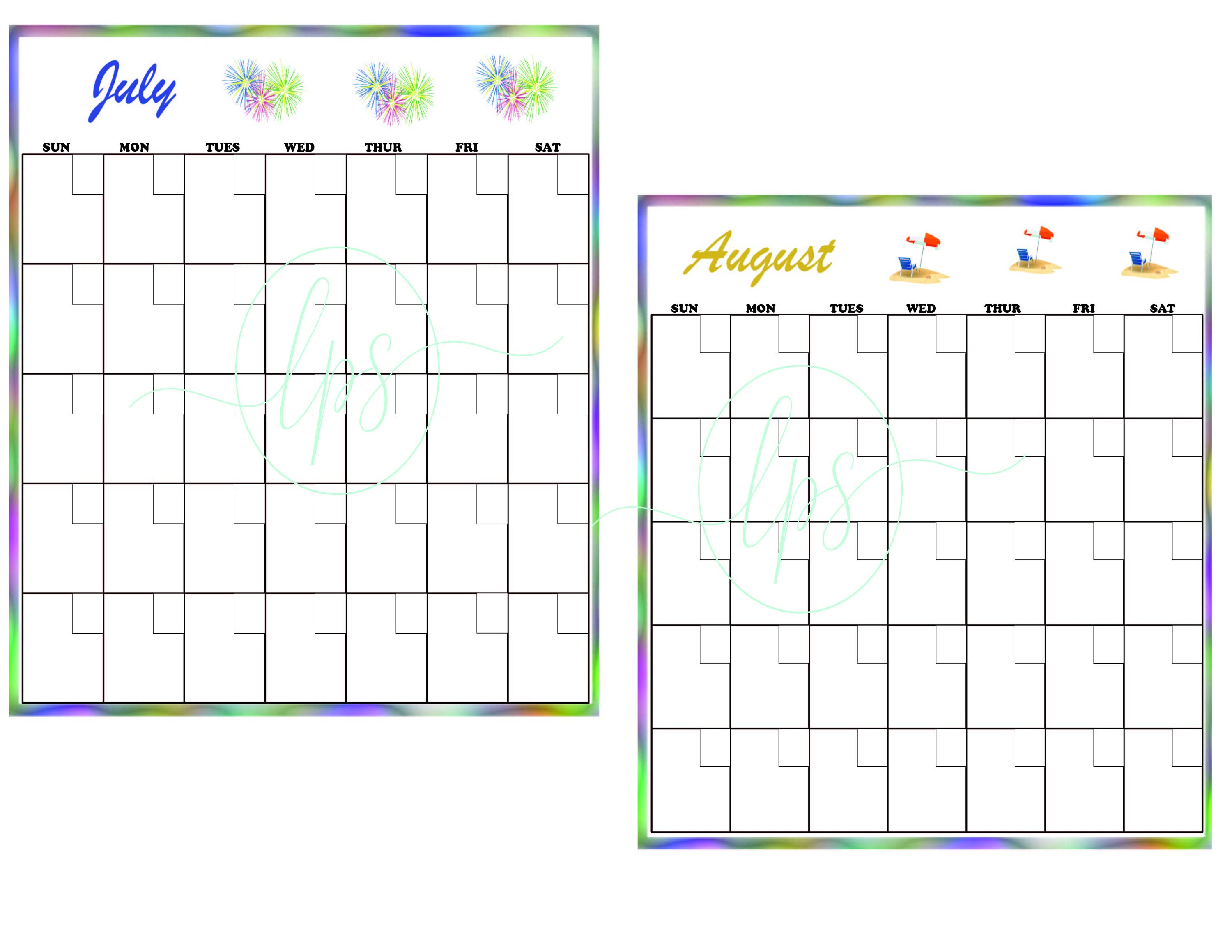 Monthly Undated Calendar, Blank Calendar Pages, Monthly Calendar ...