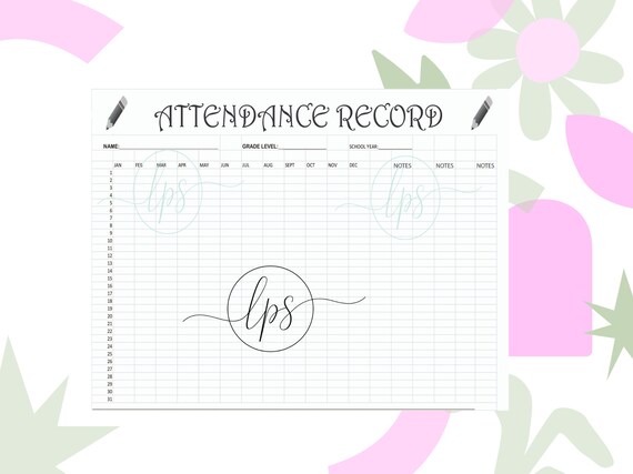Attendance Record Attendance Trackerattendance Attendance - Etsy