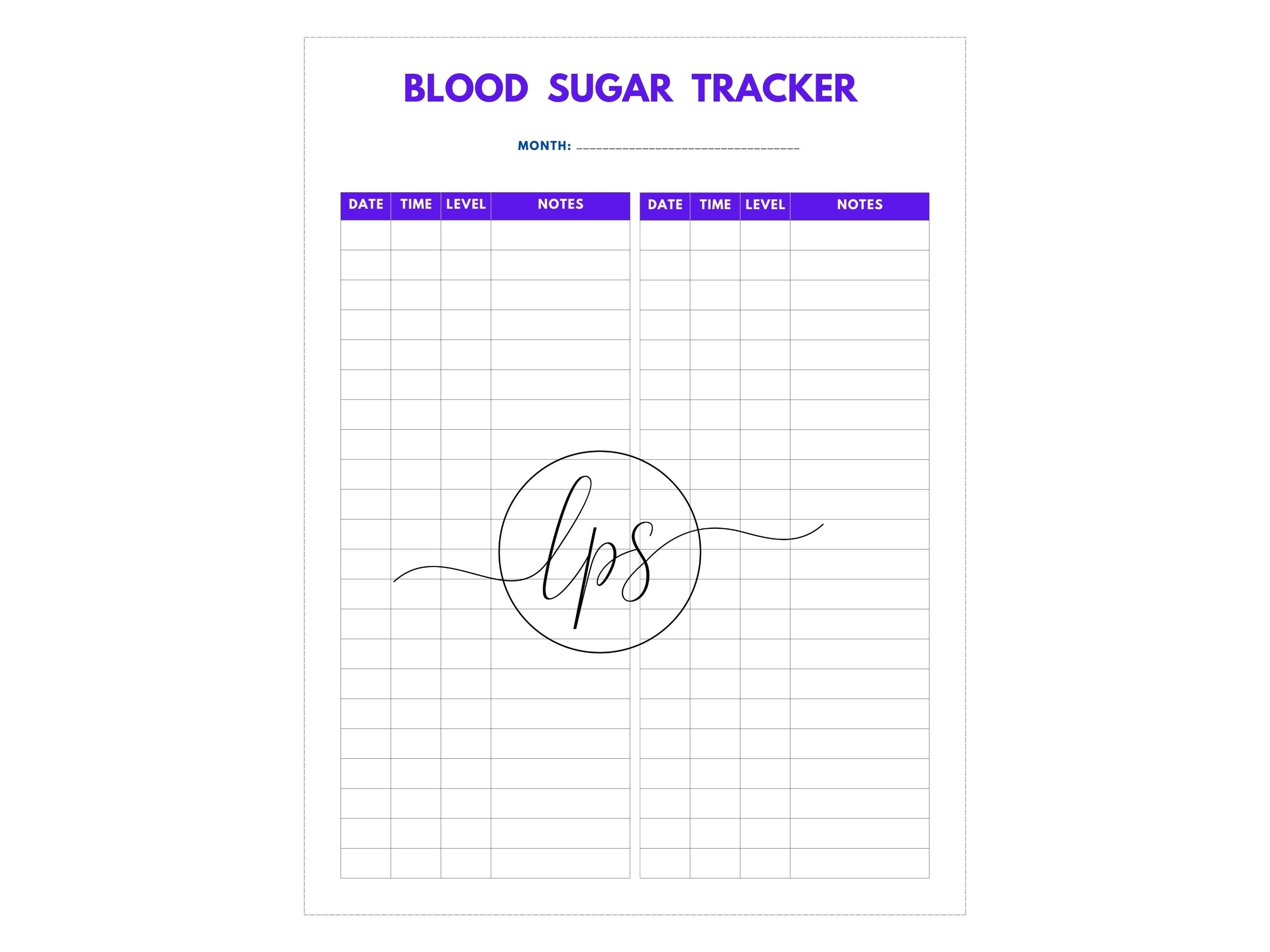 Blood Sugar Tracker, Blood Sugar Log, Health Tracker,printable Blood ...