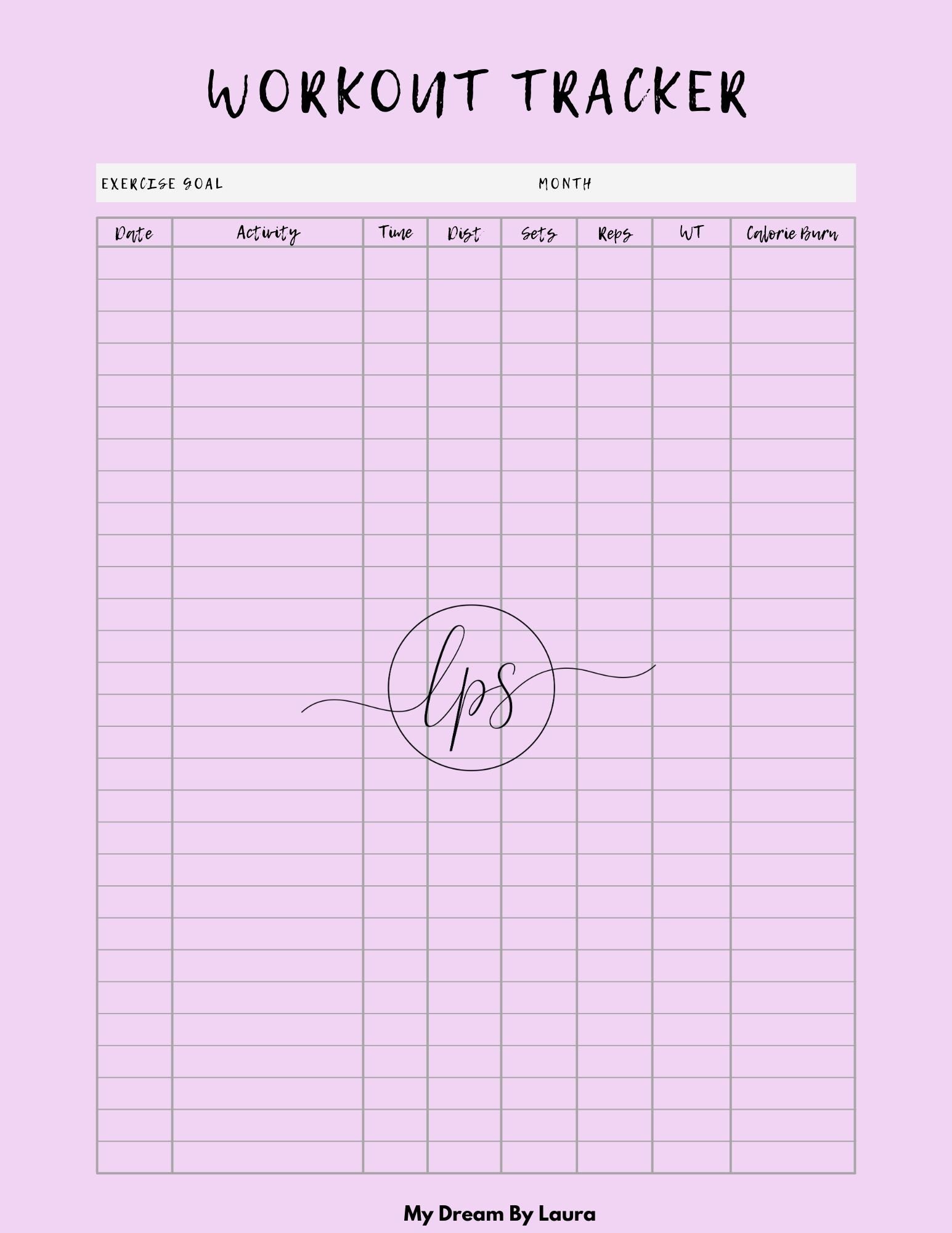 Workout Tracker Workout Log Daily Workout Tracker Fitness - Etsy