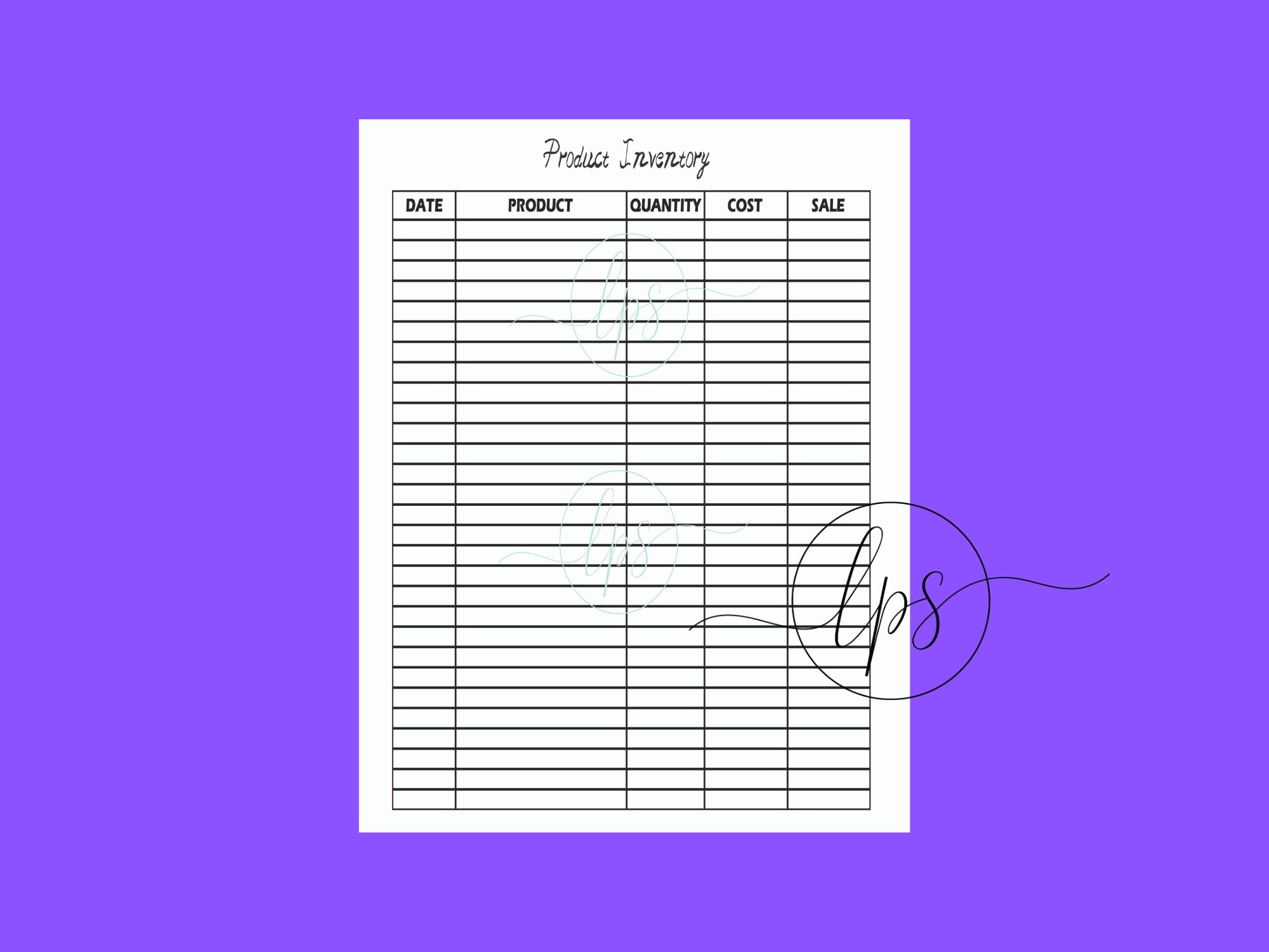 Product Inventory, Product Spreadsheet, Product Tracker, Printable ...