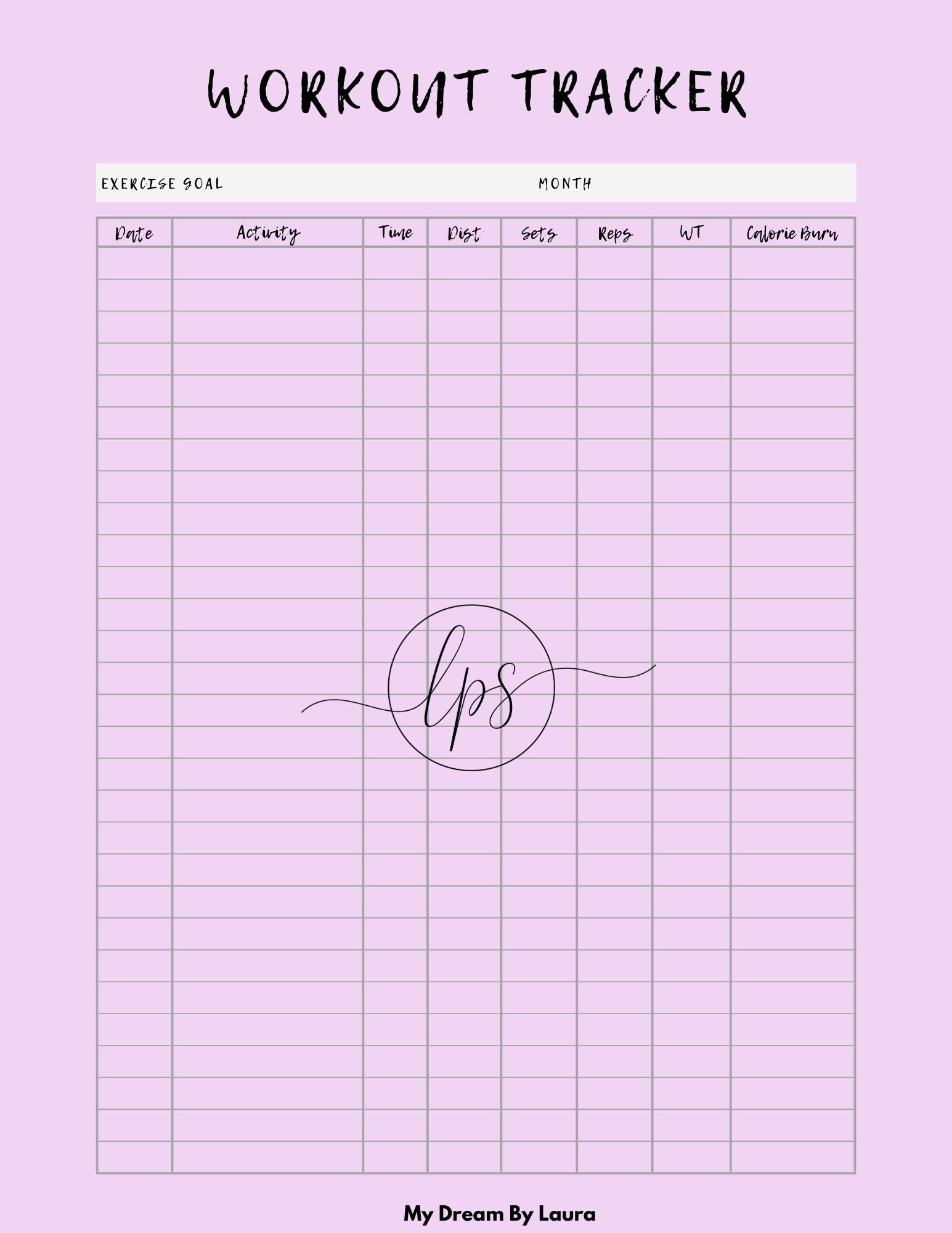 Workout Tracker Workout Log Daily Workout Tracker Fitness Tracker