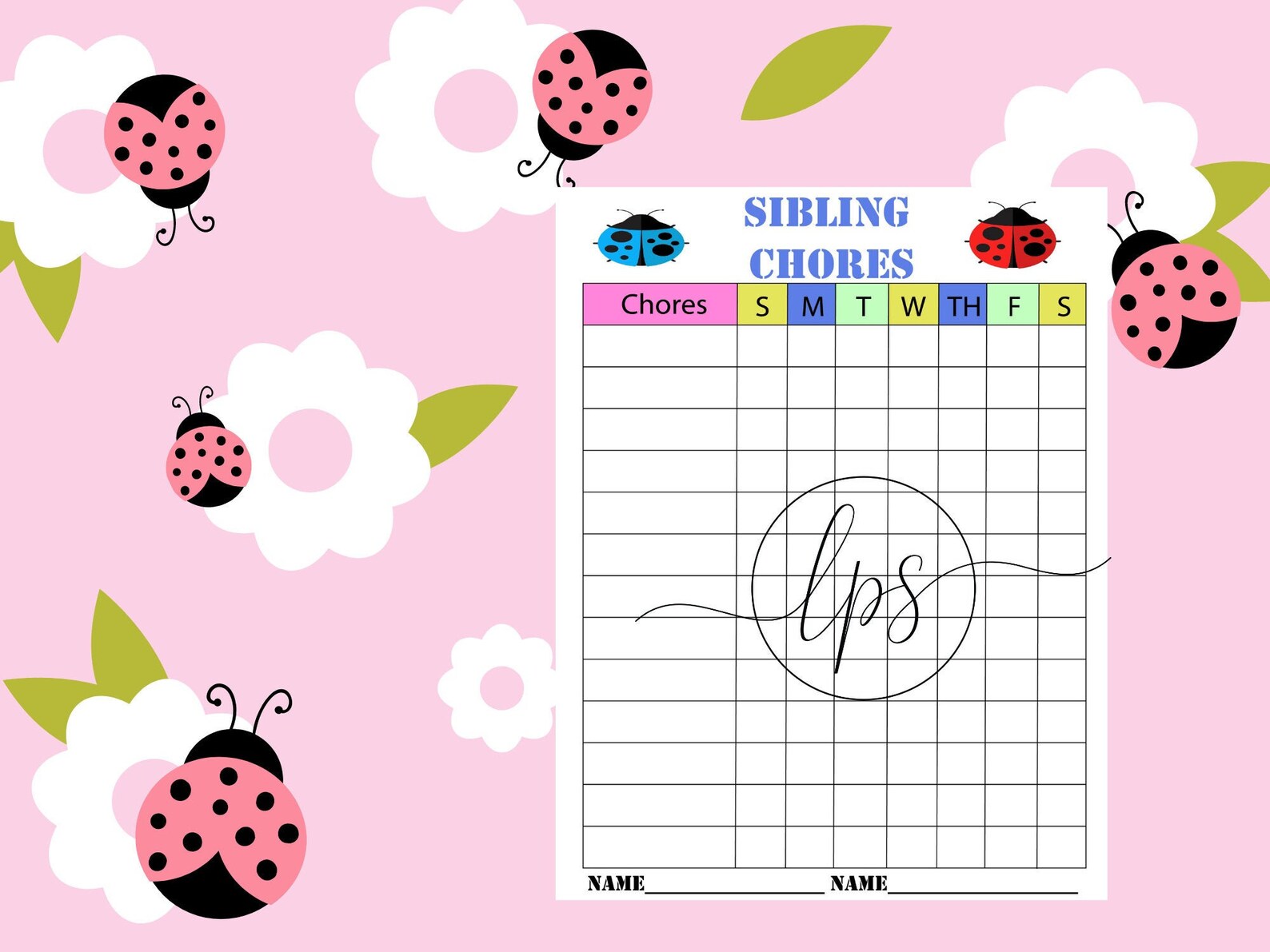 Sibling Chore Chart Printable List Kids Task List Chore | Etsy
