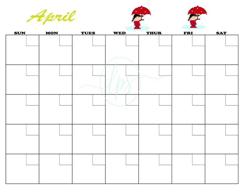 Monthly Undated Calendar, Blank Calendar Pages, Monthly Calendar ...