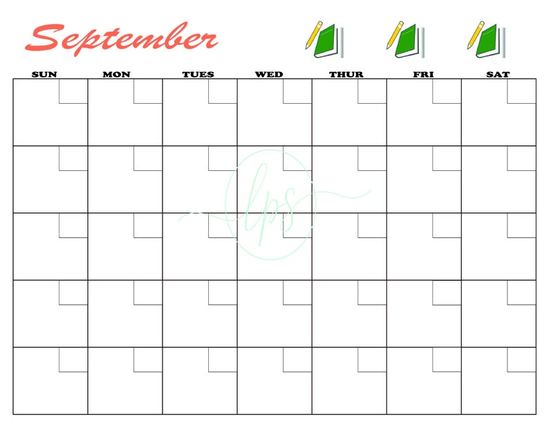 Monthly Undated Calendar, Blank Calendar Pages, Monthly Calendar ...