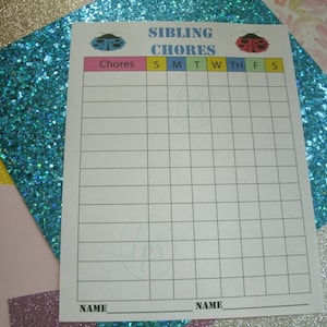 Sibling Chore Chart Printable List Kids Task List Chore | Etsy