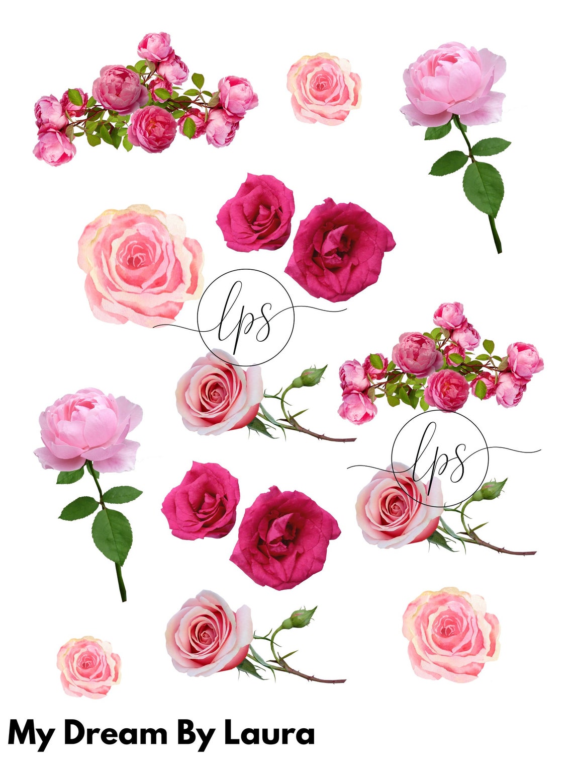 Stickers Flower Fun Pink Roses Flower Stickers Printable - Etsy