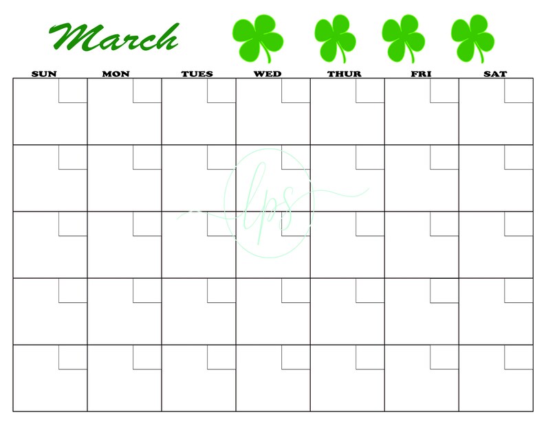 Monthly Undated Calendar, Blank Calendar Pages, Monthly Calendar ...