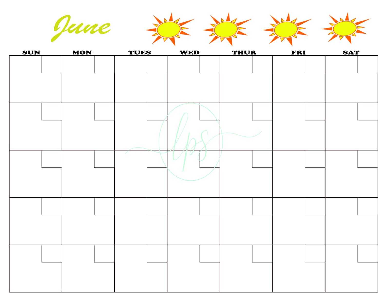 Monthly Undated Calendar, Blank Calendar Pages, Monthly Calendar ...