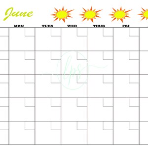 Monthly Undated Calendar, Blank Calendar Pages, Monthly Calendar ...