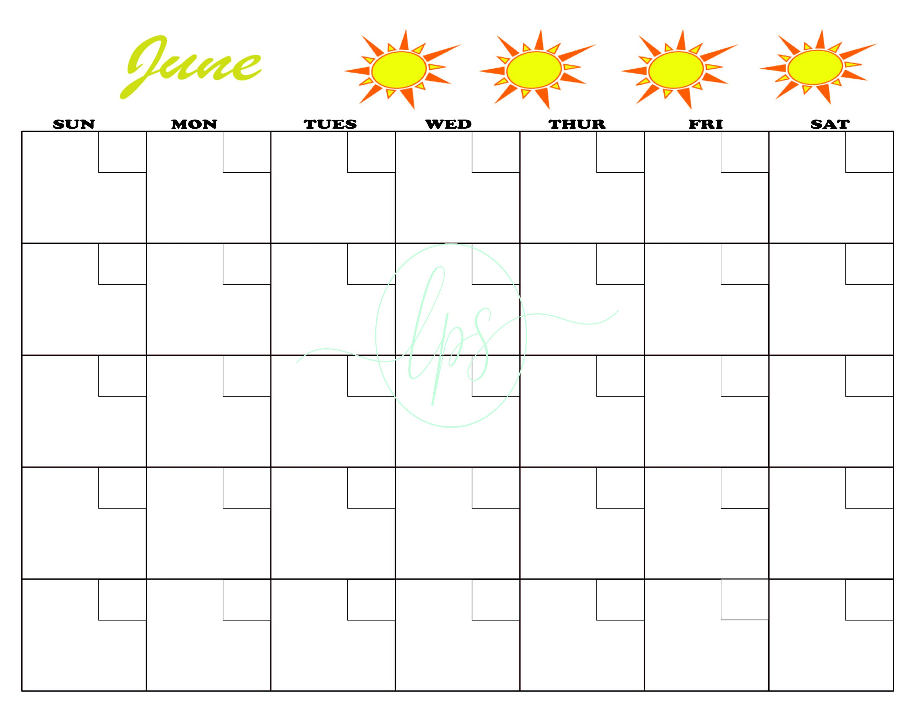 Monthly Undated Calendar, Blank Calendar Pages, Monthly Calendar ...