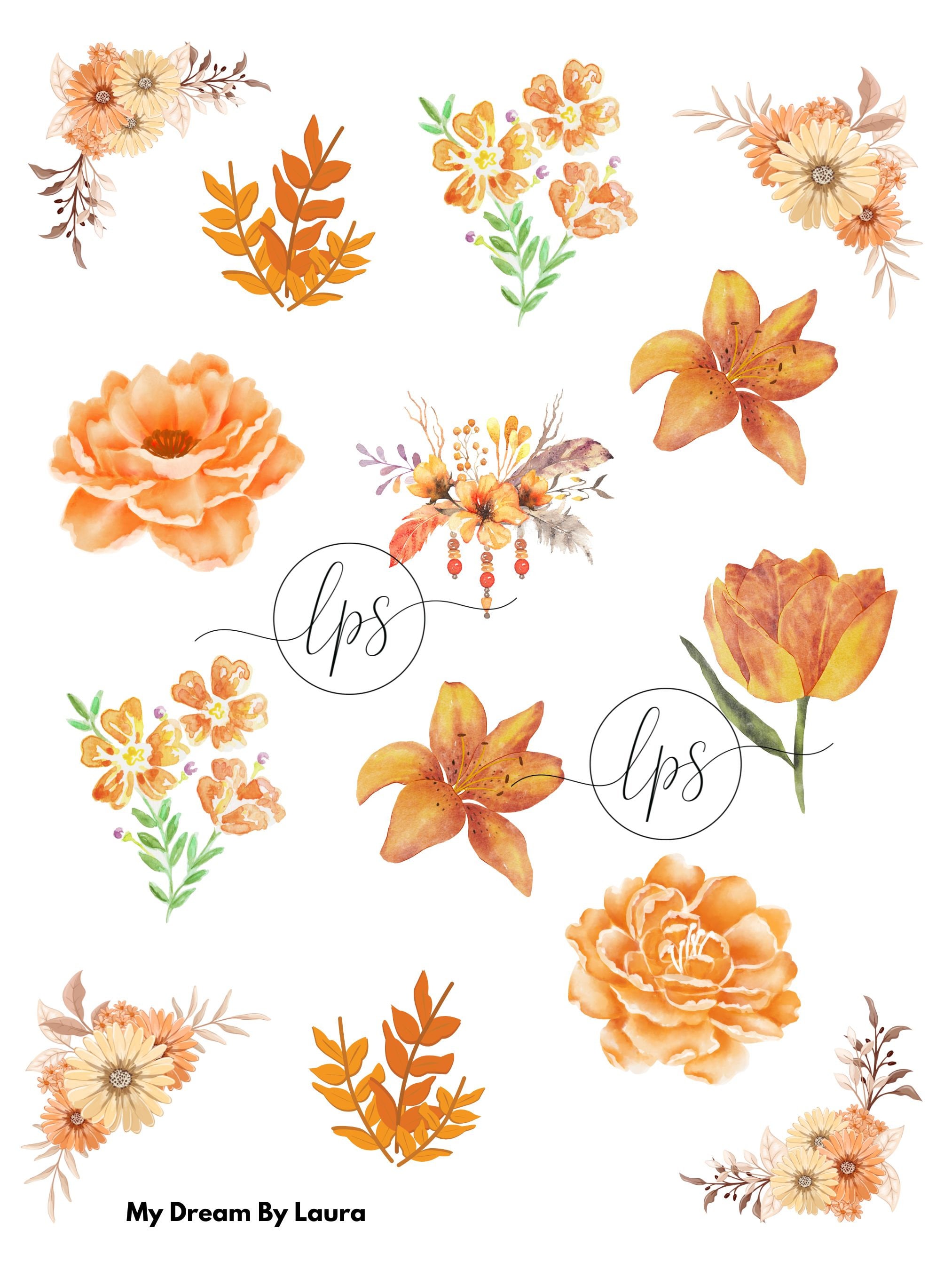 Stickers, Flower Fun Orange, Flower Stickers, Printable Stickers, PNG ...