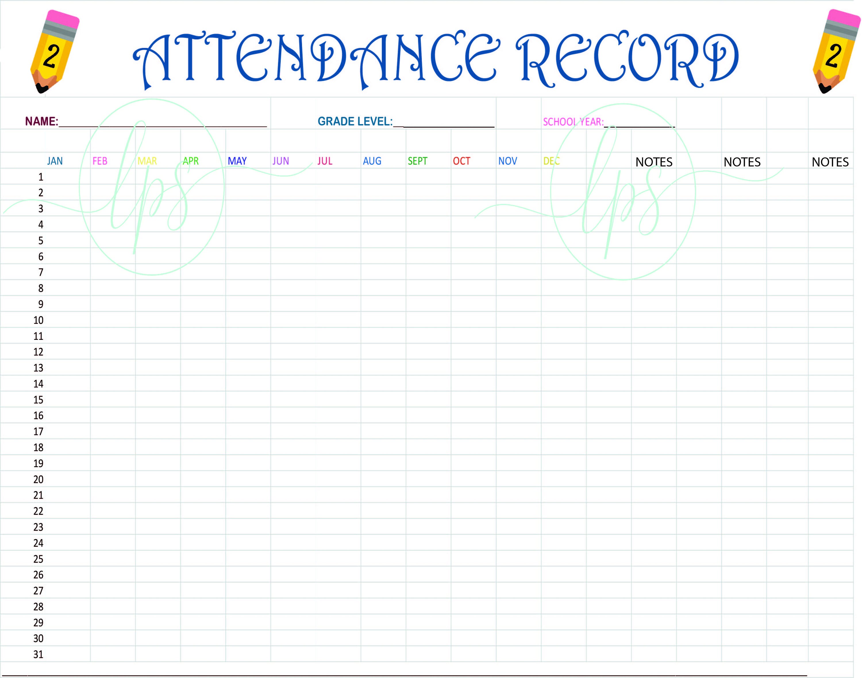 Attendance Record, Attendance Tracker,attendance, Attendance Sheet ...