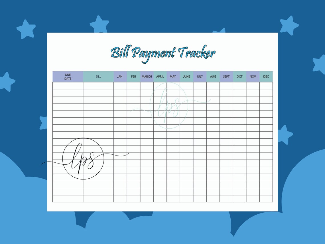 Bill Payment Tracker Finance Tracker Debt Tracker Payment - Etsy