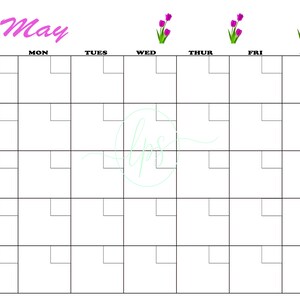 Monthly Undated Calendar, Blank Calendar Pages, Monthly Calendar ...