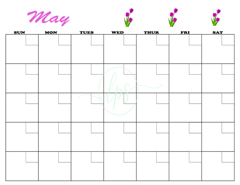 Monthly Undated Calendar, Blank Calendar Pages, Monthly Calendar ...