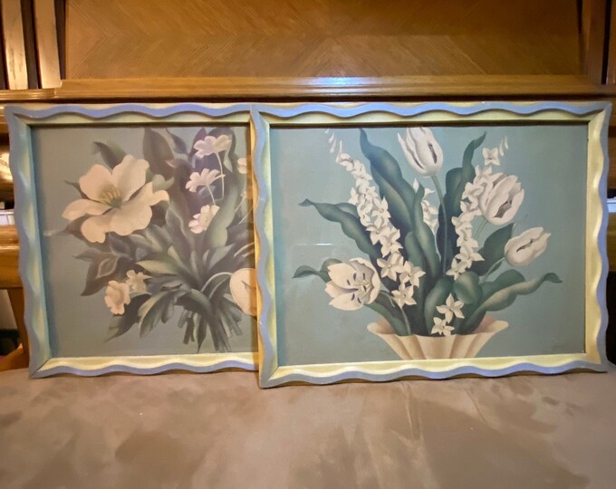 Pair of Large De Jonge Floral Still Life Lithograph Prints Framed 1940 ...