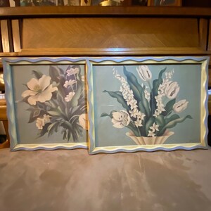 Pair of Large De Jonge Floral Still Life Lithograph Prints Framed 1940 ...