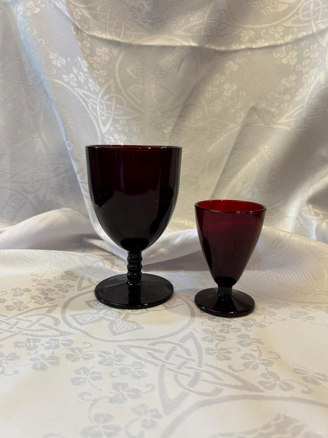 Sets of Royal Ruby Glass Stemware Monarch Water Glasses OR Footed ...