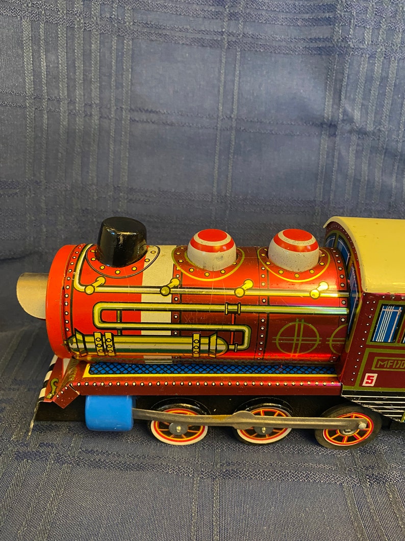 Vintage Tin Train Friction Toy Locomotive With Headlight and Sound ...