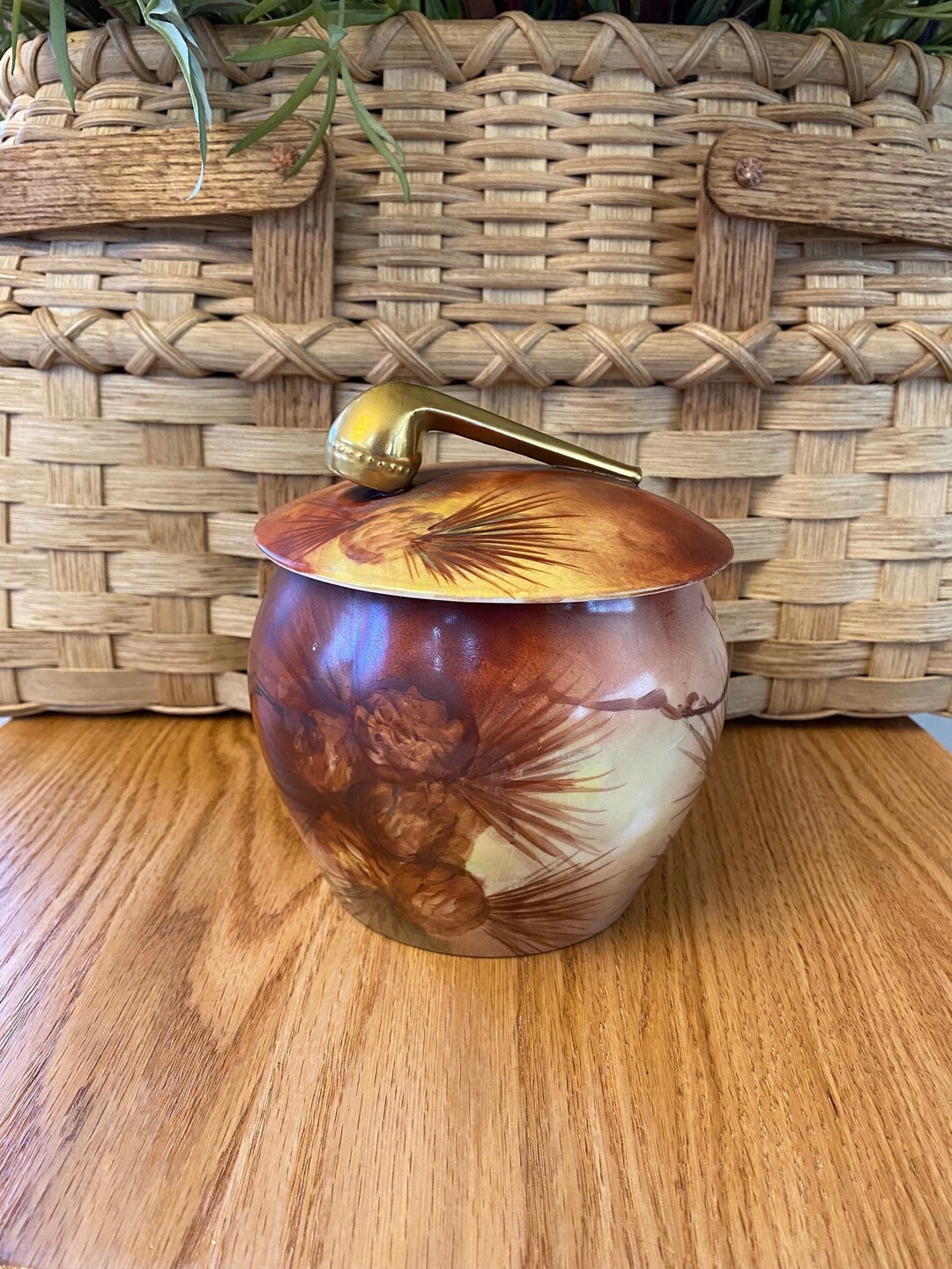 Vintage Limoges Humidor Tobacco Jar Porcelain With Pipe and Pine Cones ...