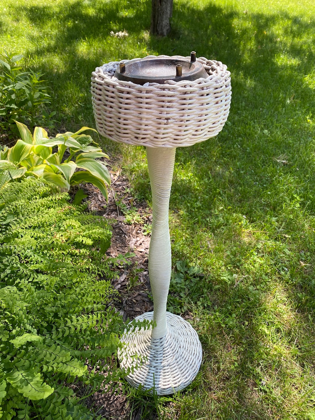 Antique Ashtray Wicker Pedestal Stand Rare! - Etsy