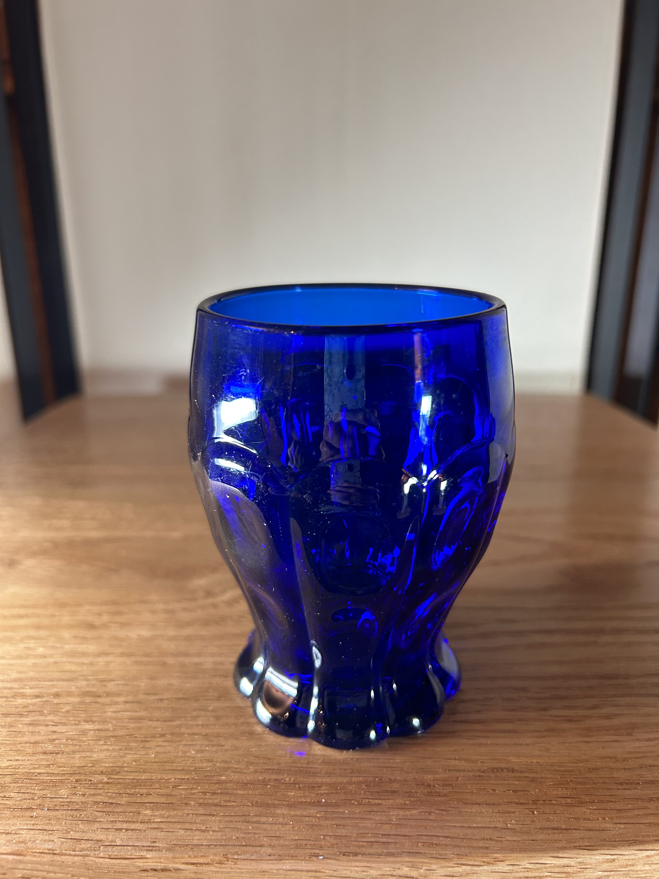 Vintage Set (4) Cobalt Blue Heavy Tumbler Glasses Scalloped Base - Etsy