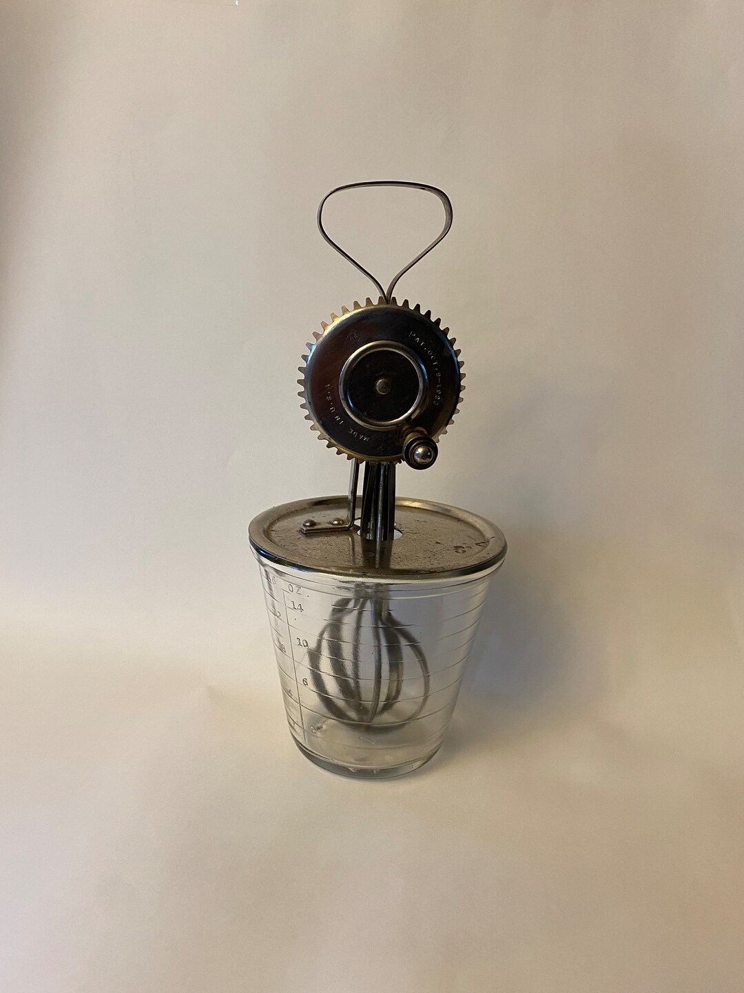 Vintage A&J Hand Crank Beater and Hazel Atlas Glass Measuring Cup - Etsy