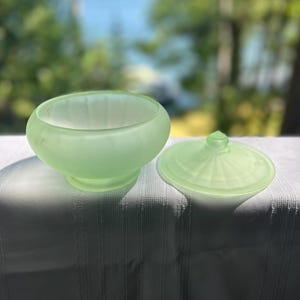 Art Deco Bagley Uranium Satin Glass Vanity Powder Dish - Etsy