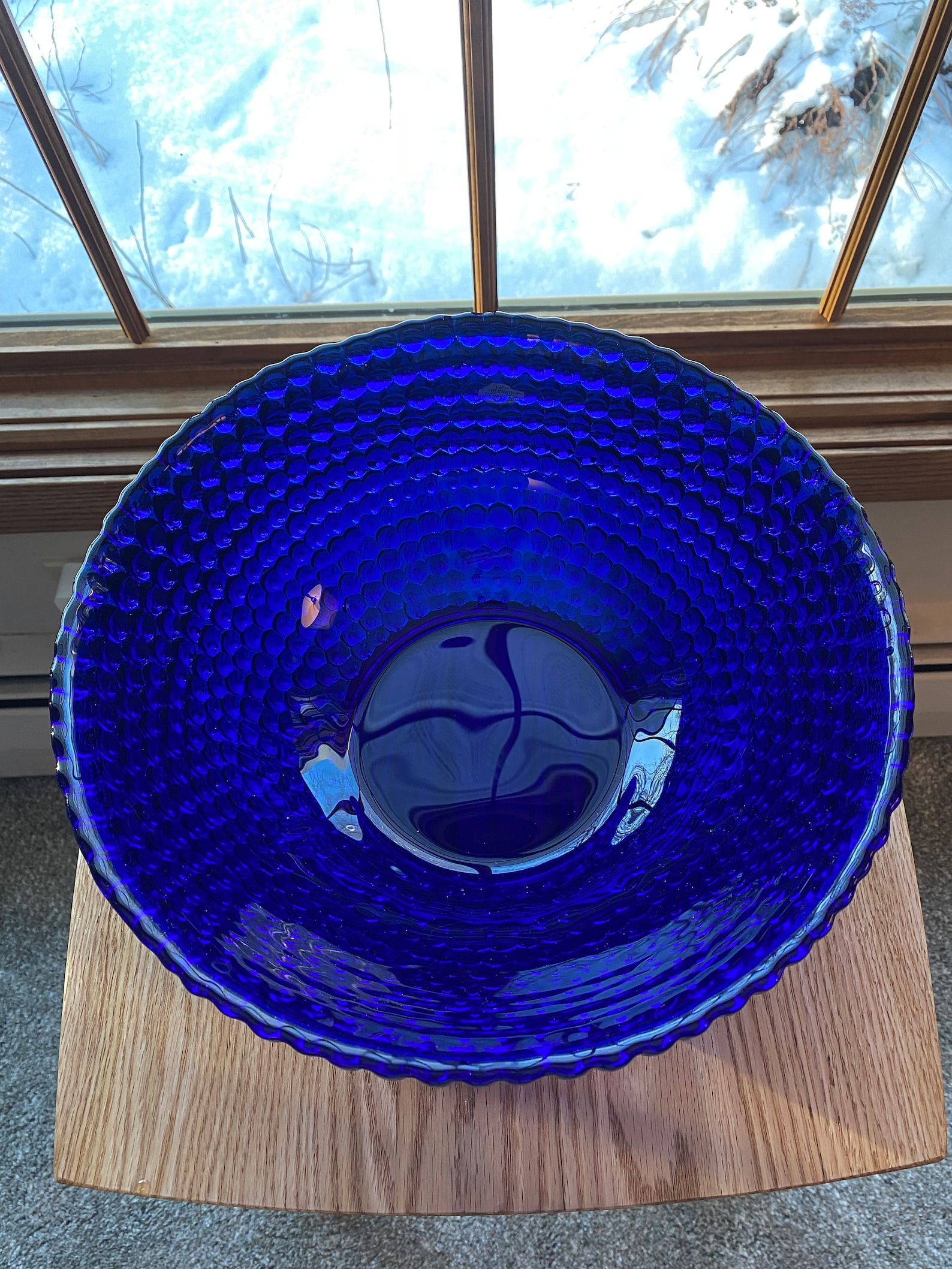 Blenko Art Glass Large Glimmer Bowl Cobalt Blue Hobnail Intact - Etsy