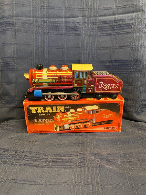 Vintage Tin Train Friction Toy Locomotive With Headlight and - Etsy