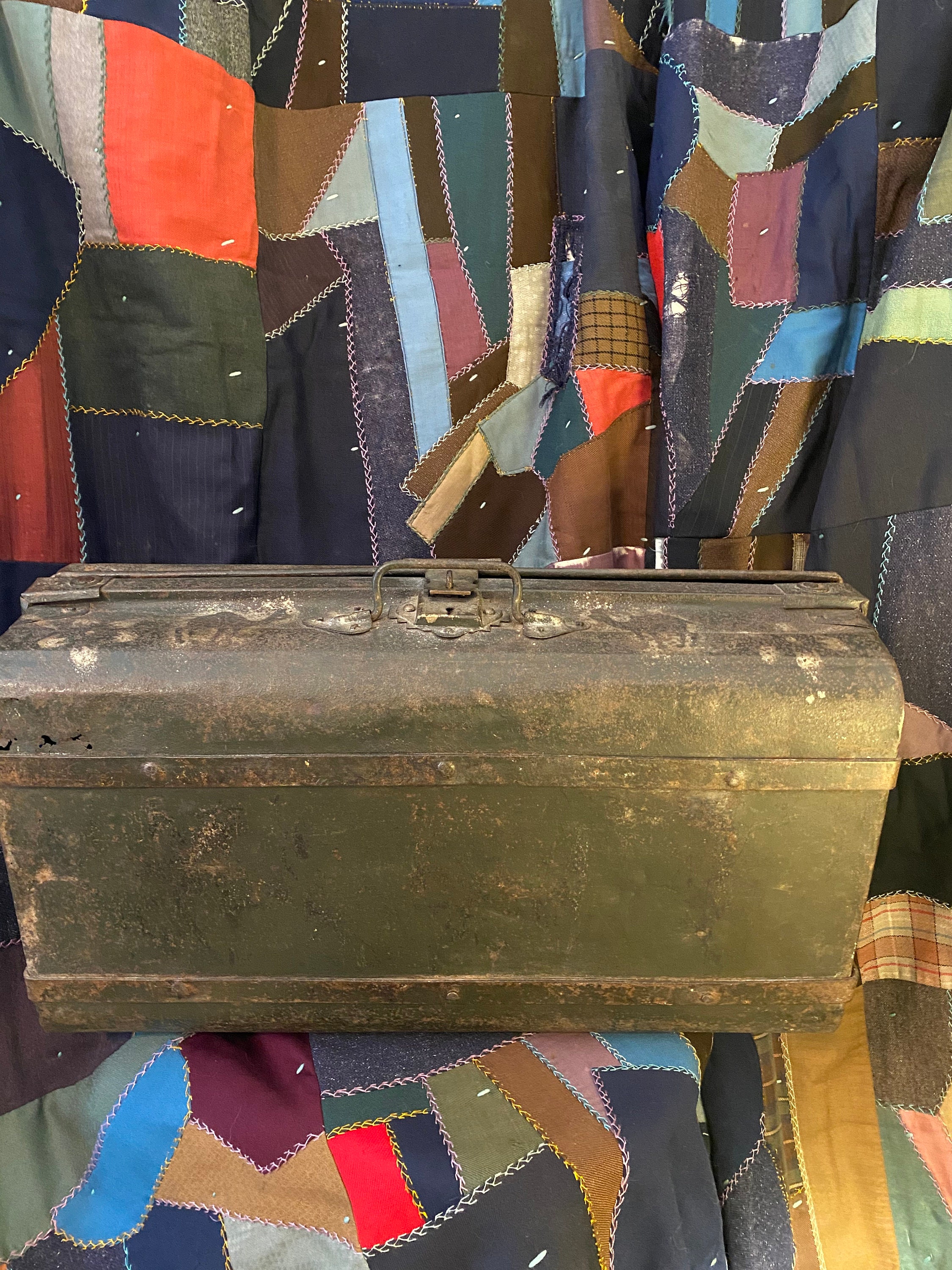 Vintage Metal Train Case Suitcase with Folk Art Stenciling | Etsy