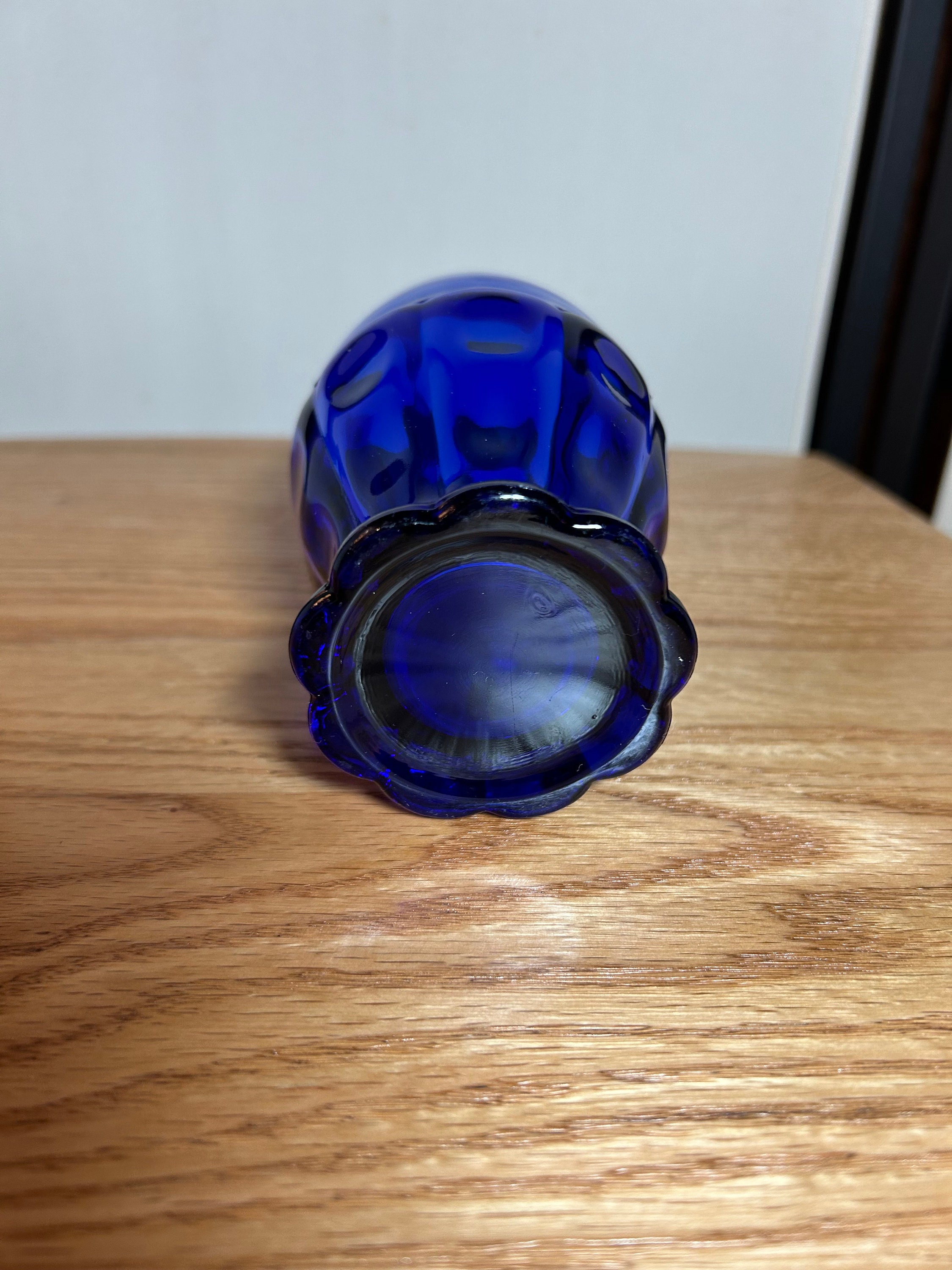 Vintage Set (4) Cobalt Blue Heavy Tumbler Glasses Scalloped Base - Etsy