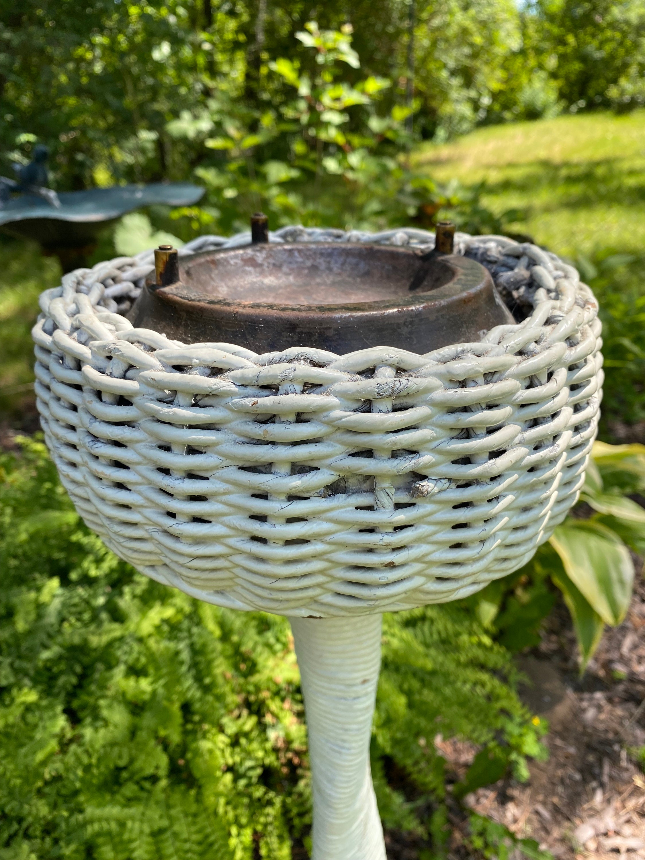 Antique Ashtray Wicker Pedestal Stand Rare! - Etsy