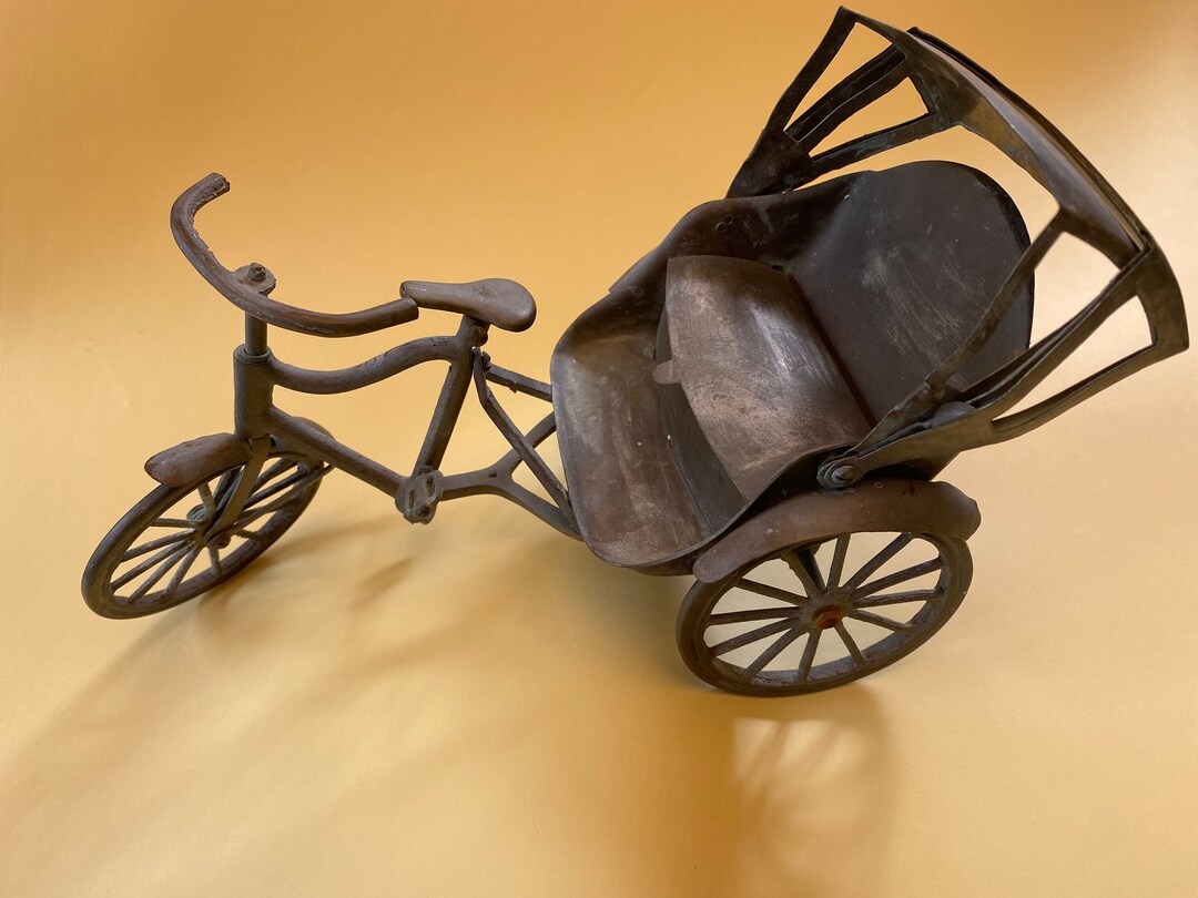 Vintage Metal brass Rickshaw Model With Moving Parts and Canopy - Etsy