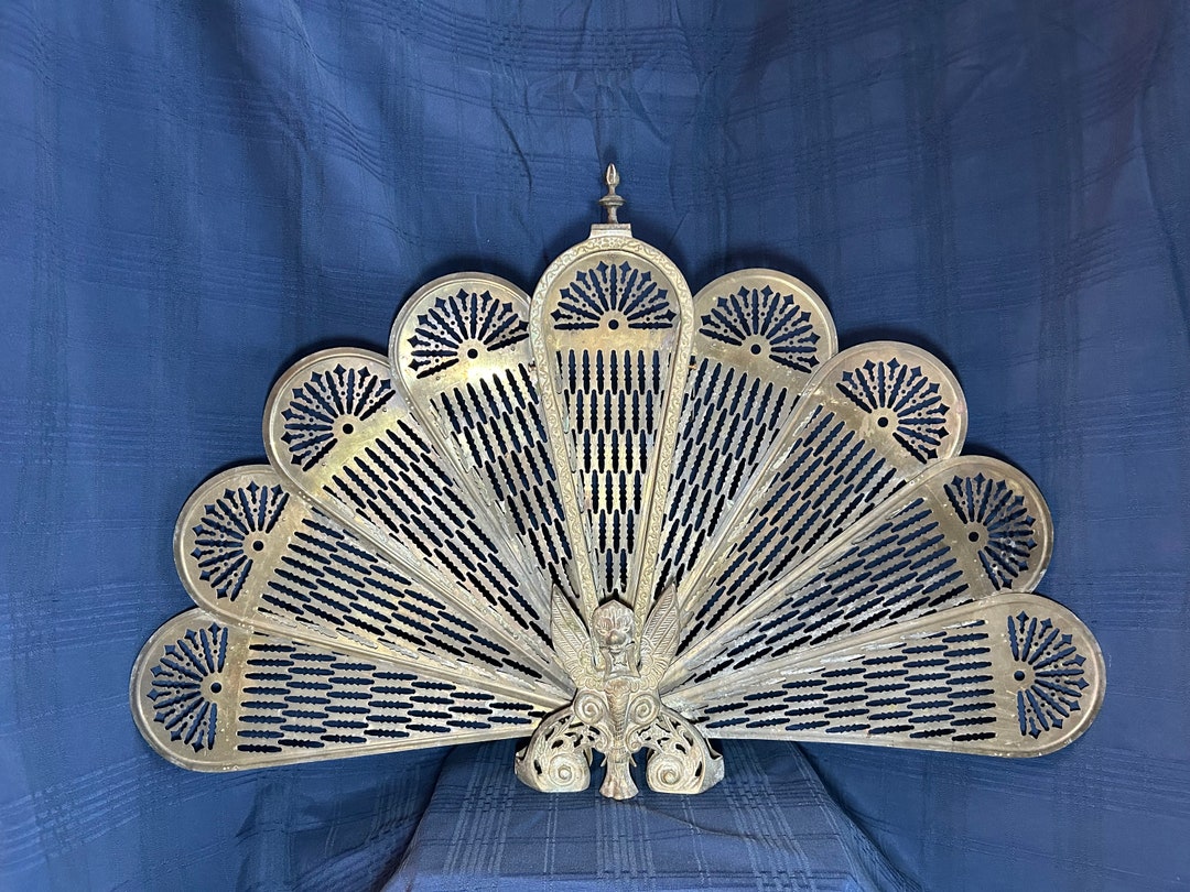 Vintage Gargoyle Griffin Brass Peacock Fireplace Screen - Etsy
