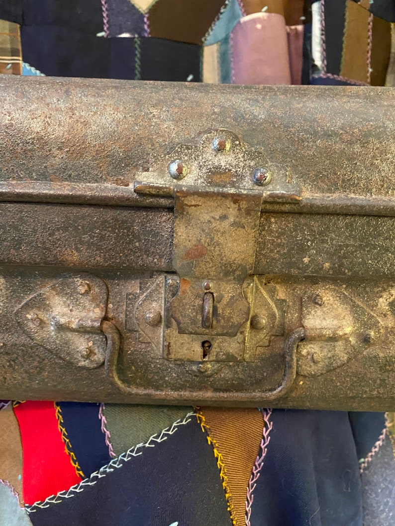 Vintage Metal Train Case Suitcase With Folk Art Stenciling - Etsy