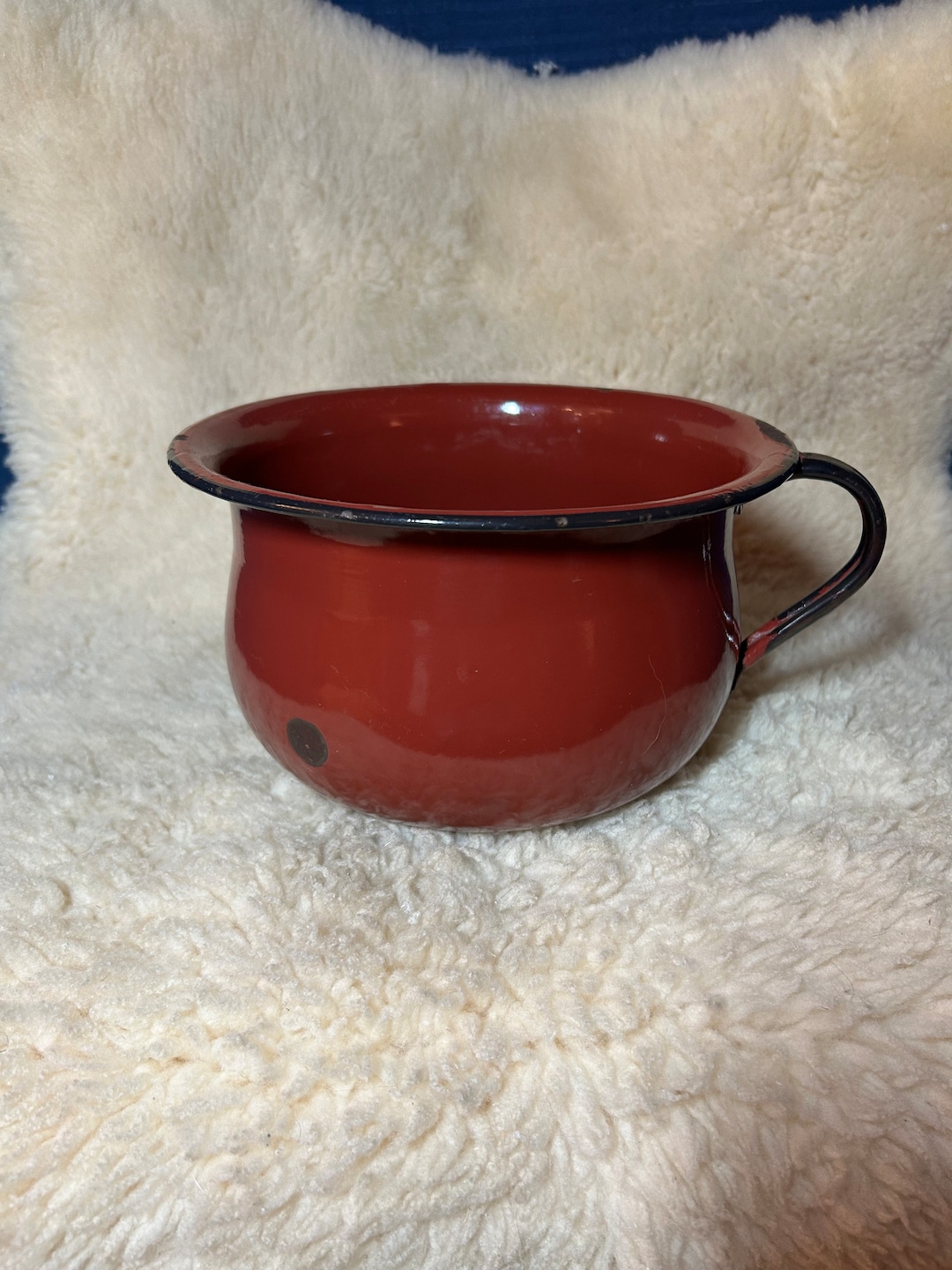 Vintage Child's Potty Brick Red Enamel With Black Trim and Side Handle ...