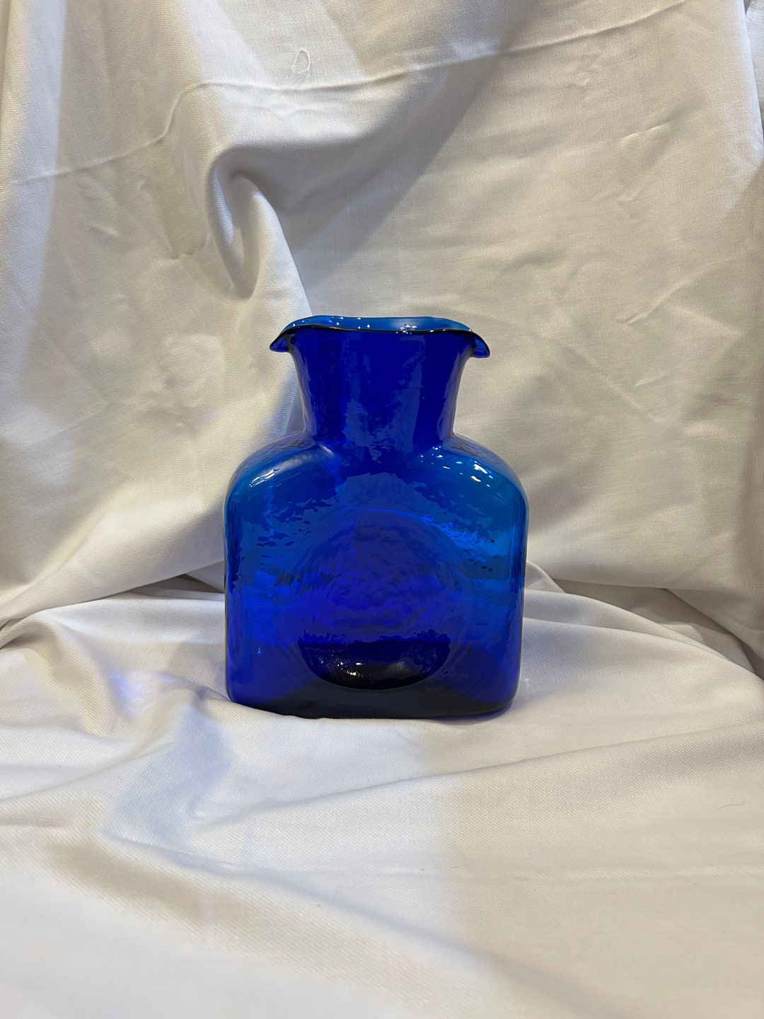 Blenko #384 Deep Cobalt Blue Blown Glass Double Spout Pitcher - Etsy