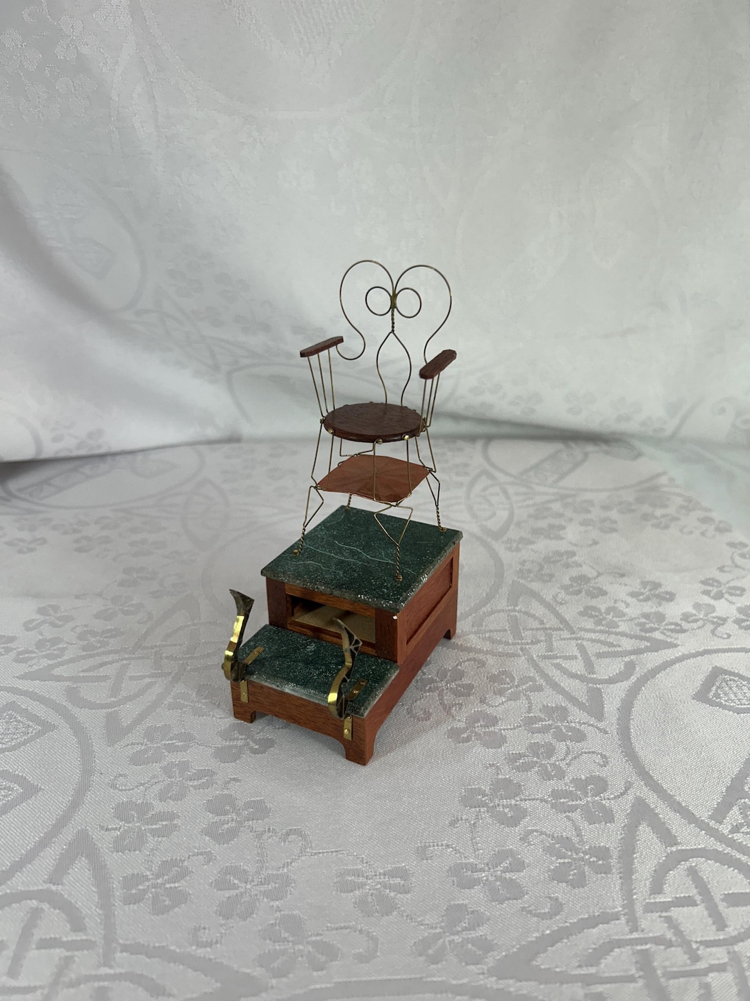 Vintage Miniature Shoe Shine Chair With Drawer 1:12 Scale Signed Jen ...
