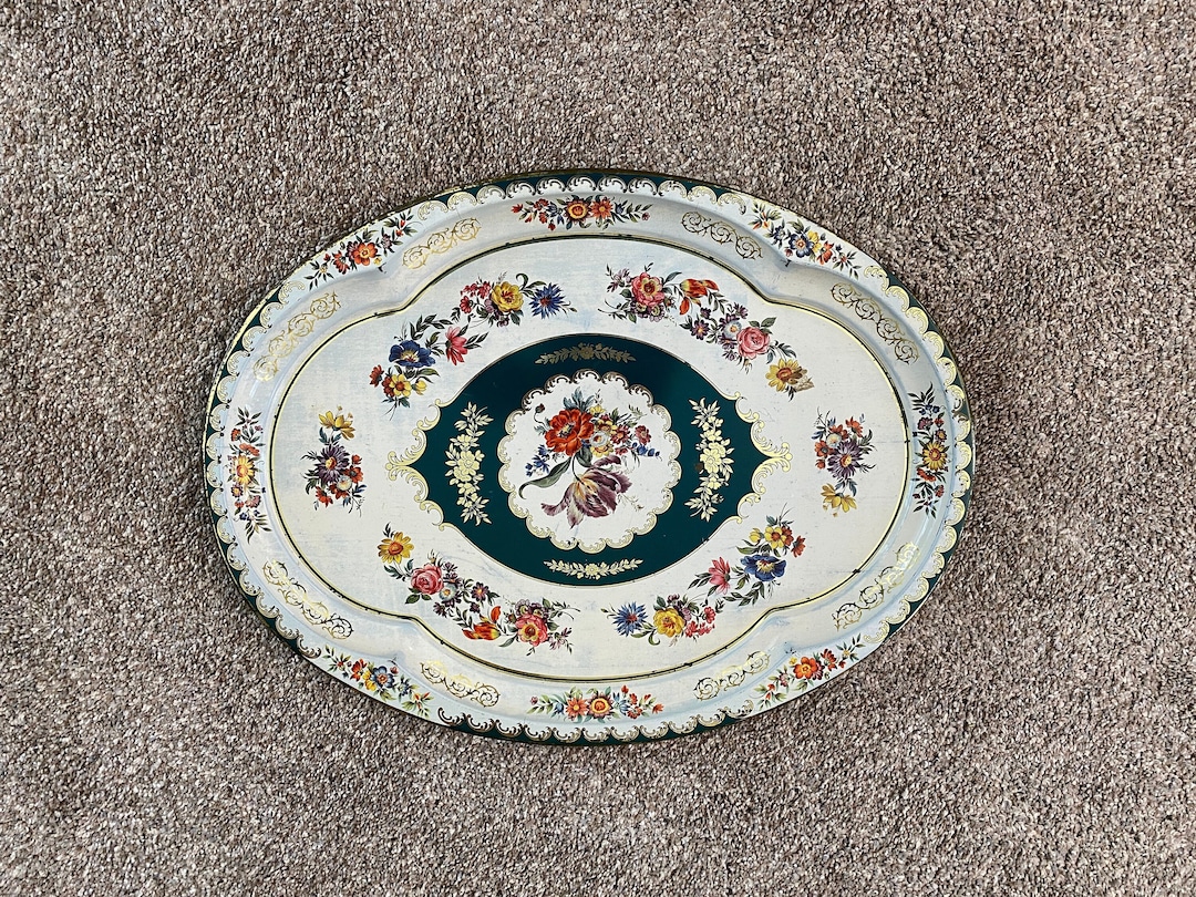 Vintage Daher Decorative Ware Floral Metal Tray England Large - Etsy