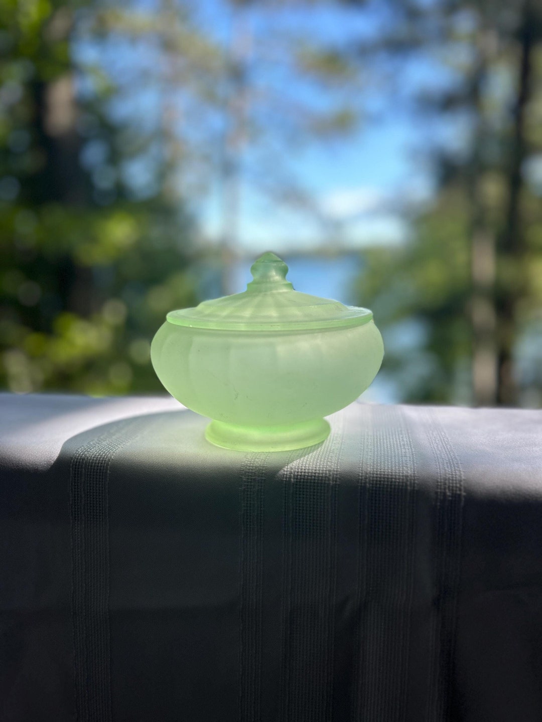 Art Deco Bagley Uranium Satin Glass Vanity Powder Dish - Etsy