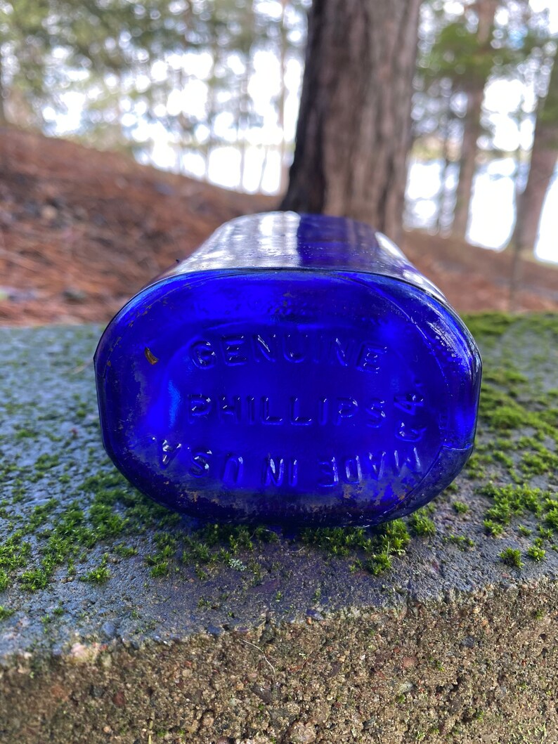 Pair of Vintage Cobalt Blue Bottles Genuine Phillips Milk of | Etsy